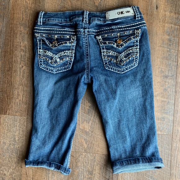 Miss Chic | Jeans | Miss Chic Capri Jeans Thick Stitching Bling Flap ...